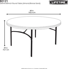 LANIT PLAST, s.r.o. kulatý skládací stůl 152 cm LIFETIME 80121 LG1187