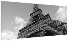 Černobílý obraz Eiffelovy věže (100x40cm)