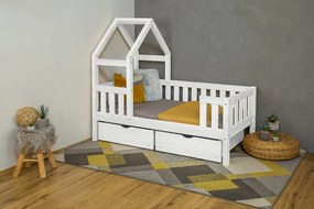 MAXIDO Dětská postel domeček Zara - dva šuplíky 200x140 bílá