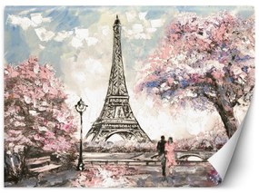 Fototapeta, Pařížská Eiffelova věž jako malovaná - 200x140 cm