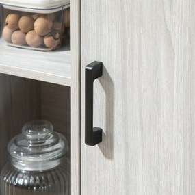 HOMCOM Moderní dřevěný kredenc se 2 skříňkami a policemi, světle šedý kuchyňský a vstupní kabinet, 100x34x87,2cm