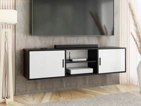 TV skříňka ROJO 3 černý + bílý otevřená TV skříňka s policí