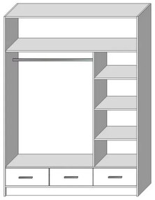 Šatní skříň se zrcadlem SANNA 150x215 cm dub craft