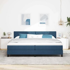Postel s boxspringem s čelo Modrá 200 x 200 cm textil 3338796