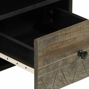 Tv Skříňka Černá 100 X 33 X 46 Cm Masivní Mangovníkové Dřevo