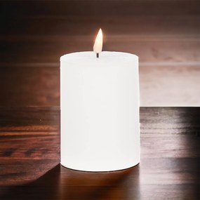 LED svíčka z pravého vosku na baterie, Ø 7,5 × 10 cm, bílá, 2× AA