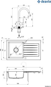 Deante Dřez Zorba s dřezovou baterií, granit -  černý