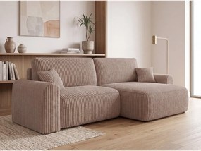 Rozkládací oboustranná sedací souprava do L NORDEN TILIA 250x140 cm, světle hnědá