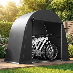 Outsunny voděodolný garážový stan 245 × 120 × 200 cm – přístřešek na kola s rolovacími zipovými dveřmi, nepromokavý skladovací stan, pozinkovaný rám,…