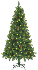 Umělý vánoční stromek s LED diodami a se šiškami zelený 150 cm,  3077743 HangarStore.cz
