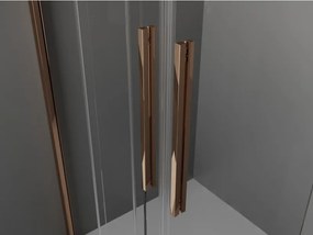 Mexen Velar Duo, sprchový kout s posuvnými dveřmi 80 x 80 cm, 8mm šedé sklo, růžové zlato, 871-080-080-42-60