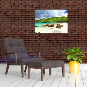 Skleněný obraz - Seychely, pláž Takamaka (70x50 cm)