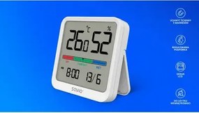 CT-01/W bílá / Teploměr a vlhkoměr / LCD displej / hodiny a datum / ma