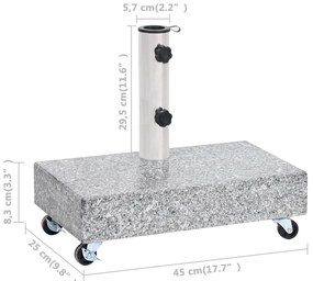 vidaXL Marketos Stojan na slunečník světle šedý 45 x 25 x 8,3 cm žula