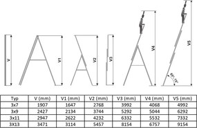 ELKOP Žebřík 3x7 trojdílný hliníkový