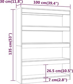 vidaXL Knihovna / dělicí stěna 100 x 30 x 135 cm [811754] Barva: dub sonoma