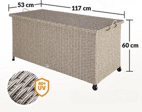 Deuba Úložný box s kolečky 370 L - krémový