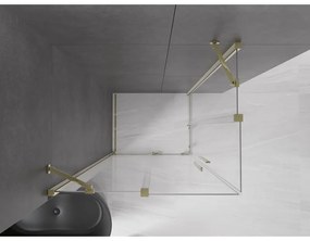 Mexen Velar Duo, sprchový kout s posuvnými dveřmi 90(dveře) x 80(dveře) cm, 8mm čiré sklo, zlatý lesklý profil, 871-090-080-02-50