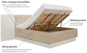 Nábytek Mikulík Dvoulůžková postel SMART XL s úložným prostorem, 180×200 cm Dekor: Bílá struktura