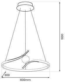 LED Lustr na lanku PERLA LED/34W/230V černá