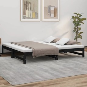 Výsuvná postel černá 2x(75x190) cm masivní borovice - Default Title