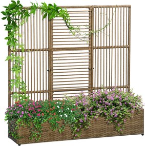 Zvýšený zahradní záhon Outsunny s mřížkou v ratanovém vzhledu, 103 x 103 x 29 cm Písek | Aosom