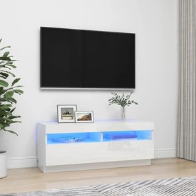 TV skříňka s LED osvětlením bílá s vysokým leskem 100x35x40 cm