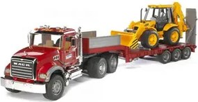 Bruder 02813 Nákladní auto MACK Granite s návěsem a traktorem JCB 4CX