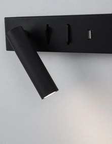 Matně černé kovové LED nástěnné svítidlo s ohybatelnou konstrukcí/s USB portem Vida – Nova Luce