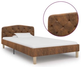 Rám postele hnědý umělá broušená kůže 90 x 200 cm 284936