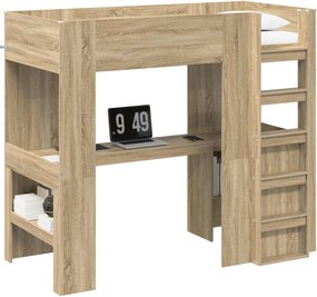 Rám patrové postele se stolem s policí Sonoma dub 90 x 190 cm 3410437