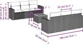 7dílná zahradní sedací souprava s poduškami béžová polyratan 3224015