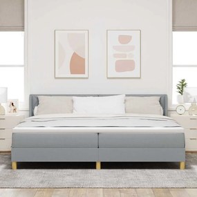 Postel s boxspringem s čelo Světle šedá 200 x 200 cm textil 3341377