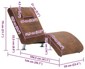 vidaXL Marketos Lenoška s polštářem hnědá umělá broušená kůže