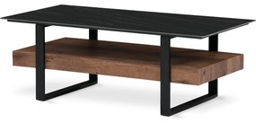 AUTRONIC Stůl konferenční, deska slinutá keramika 120x60, černý mramor, nohy černý kov, tmavě hnedá dýha AHG-286 BK