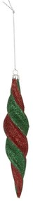 Červeno-zelená skleněná vánoční ozdoba špičatá Geraldo – 5x22 cm