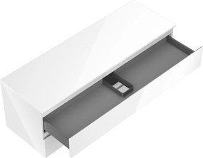 Mexen Orio, koupelnová skříňka 140 cm s horní deskou, 2 zásuvky, bílá lesklá, 91A10-14047-2-BFFC00