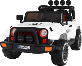 Ramiz Dětské terénní auto Full Time 4WD bílé na dálkové ovládání + pohon 4x4 + LED audio + úložný prostor