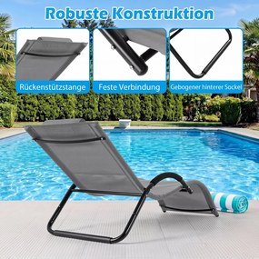 Costway Lehátko, ergonomické zahradní lehátko s odnímatelným polštářem, lehátko