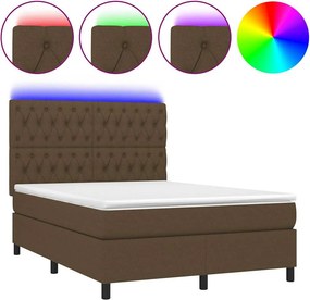 Box spring postel s matrací a LED tmavě hnědá 140x200 cm textil 3135120