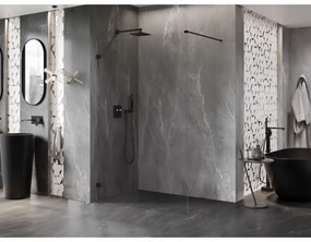 Mexen Lunar sprchová stěna levá 60 x 200 cm, 8mm čiré sklo, černá matná, 830-060-000-70-00-L