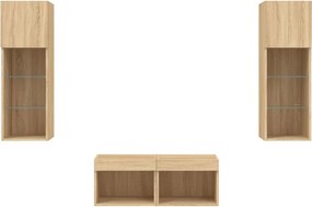 4dílná obývací stěna s LED osvětlením dub sonoma 3216578