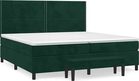 Box spring postel s matrací tmavě zelená 200x200 cm samet 3137806