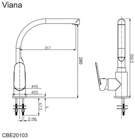 Mereo Mereo, Dřezová stojánková baterie, Viana, s ramínkem nad pákou, výška 306 mm, chrom, CBE20103