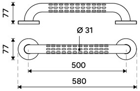 Nerezové madlo rovné 500 mm NIMCO BEZPEČNOSTNÍ MADLA BM 9050-10