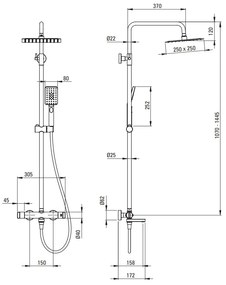 Deante Cascada, sprchová souprava s termostatickou baterií, zlatá matná, DEA-NAC_R1HT