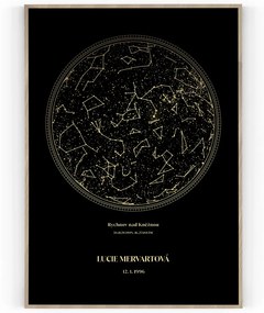 Hvězdná mapa Napnuté plátno na dřevěném rámu 30 x 40 cm