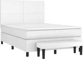 Box spring postel s matrací bílá 140x200 cm umělá kůže 3137546