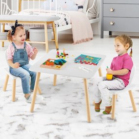 Costway Dětský stůl se 2 židlemi 3 kusy. Kindersitzgruppe mit Massivholzbeine
