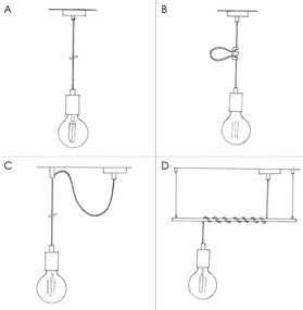 creative cables Závěsná lampa s textilním kabelem a kontrastními kovovými detaily Barva: Mosaz